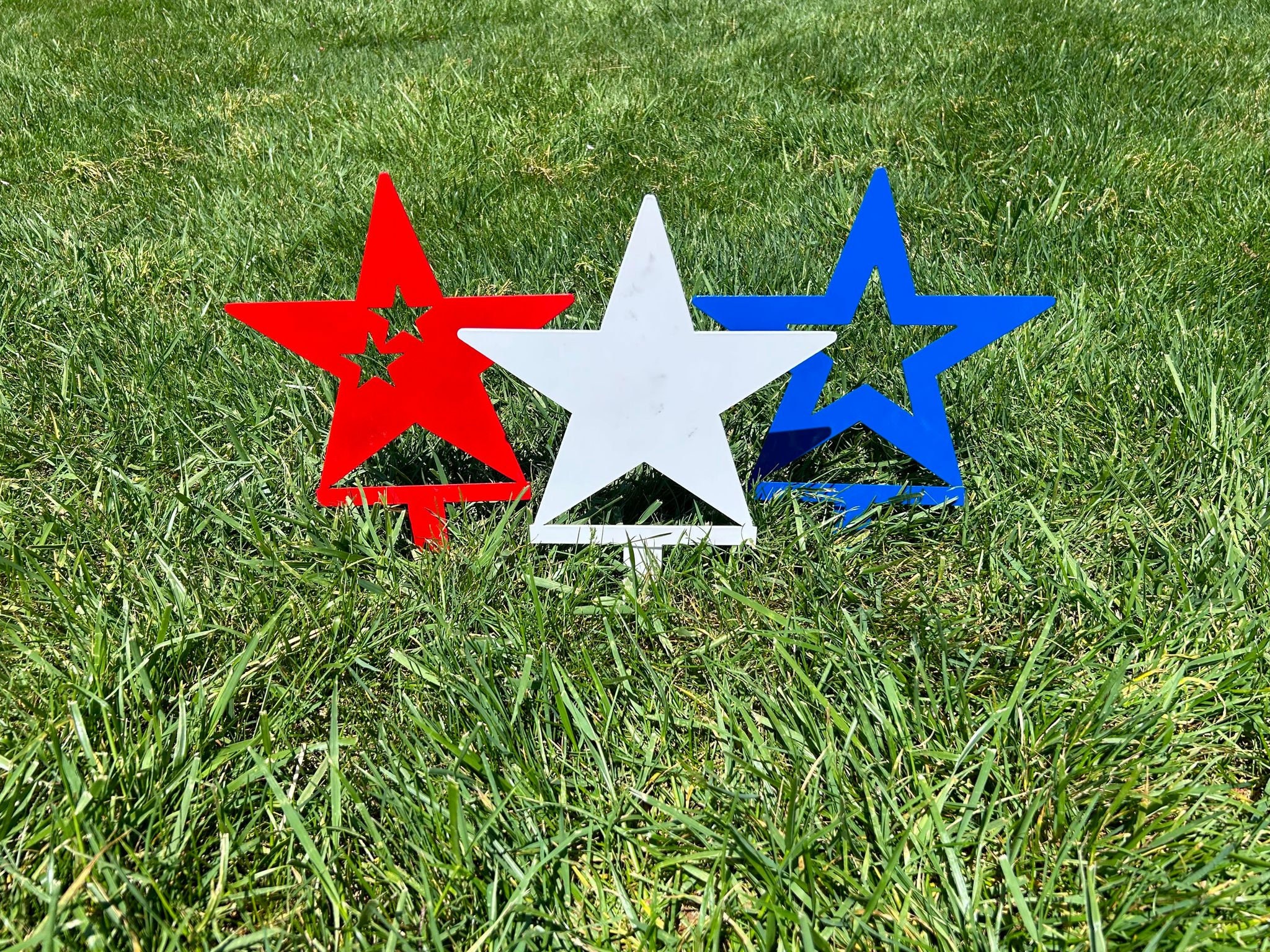 Red, White and Blue Garden Stake, Stars, USA, America, Metal - Etsy