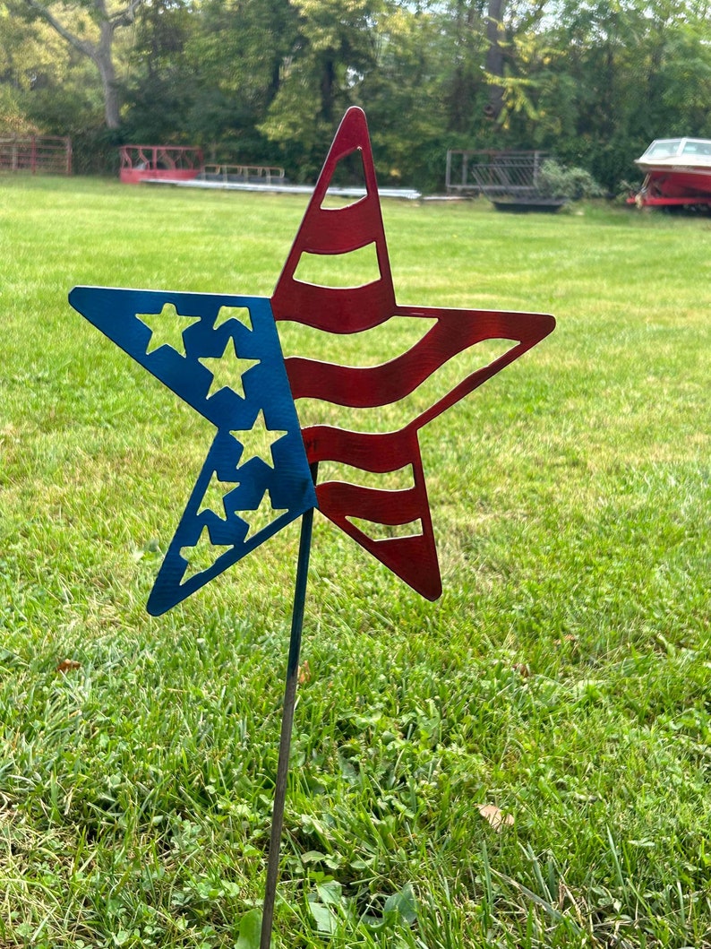Star Shaped Metal Flag- Made in the USA, Garden Stake - Etsy