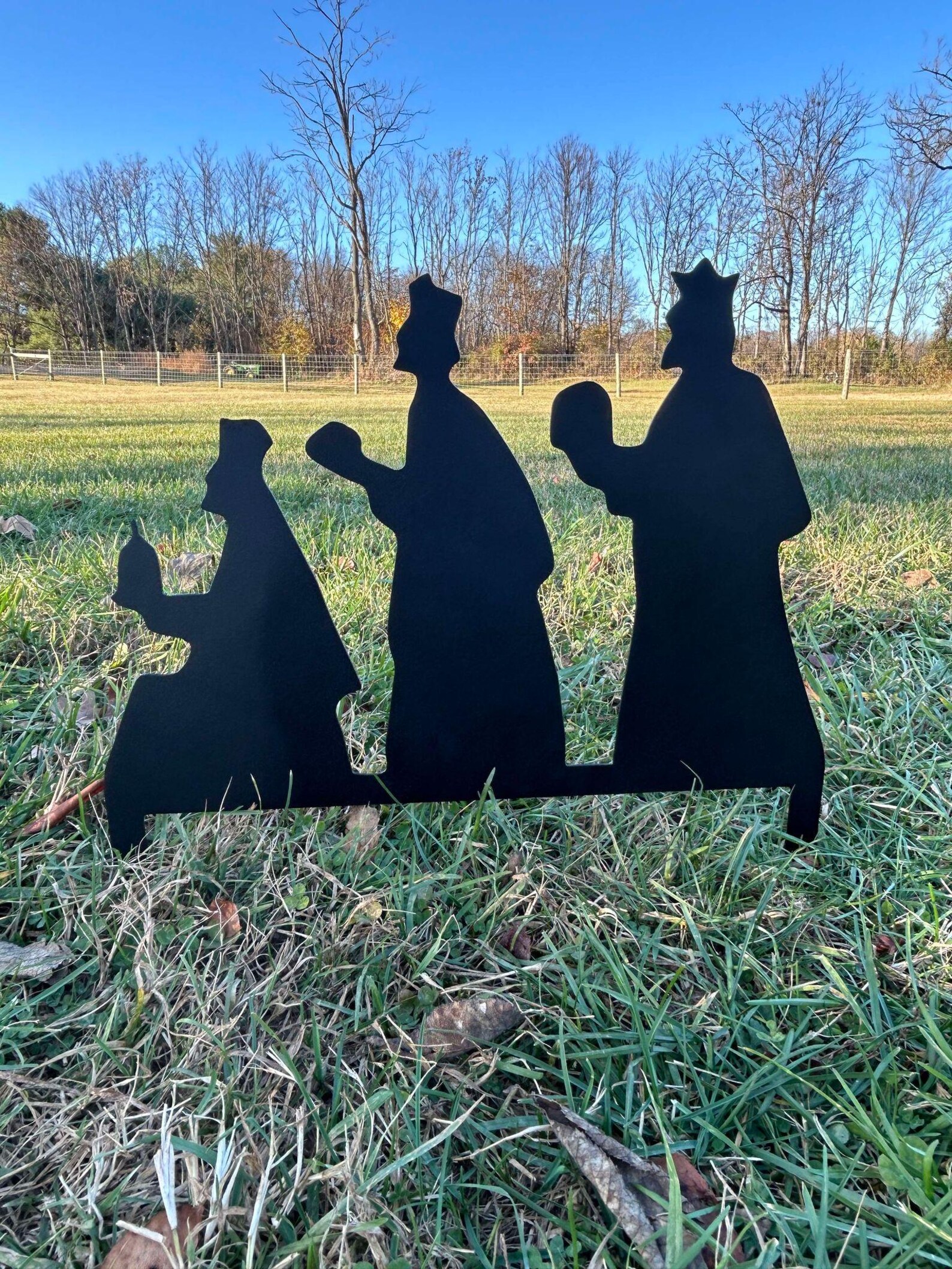 Nativity Garden Stake, Manger Scene, Shepherds, Animals, Wisemen, Metal ...