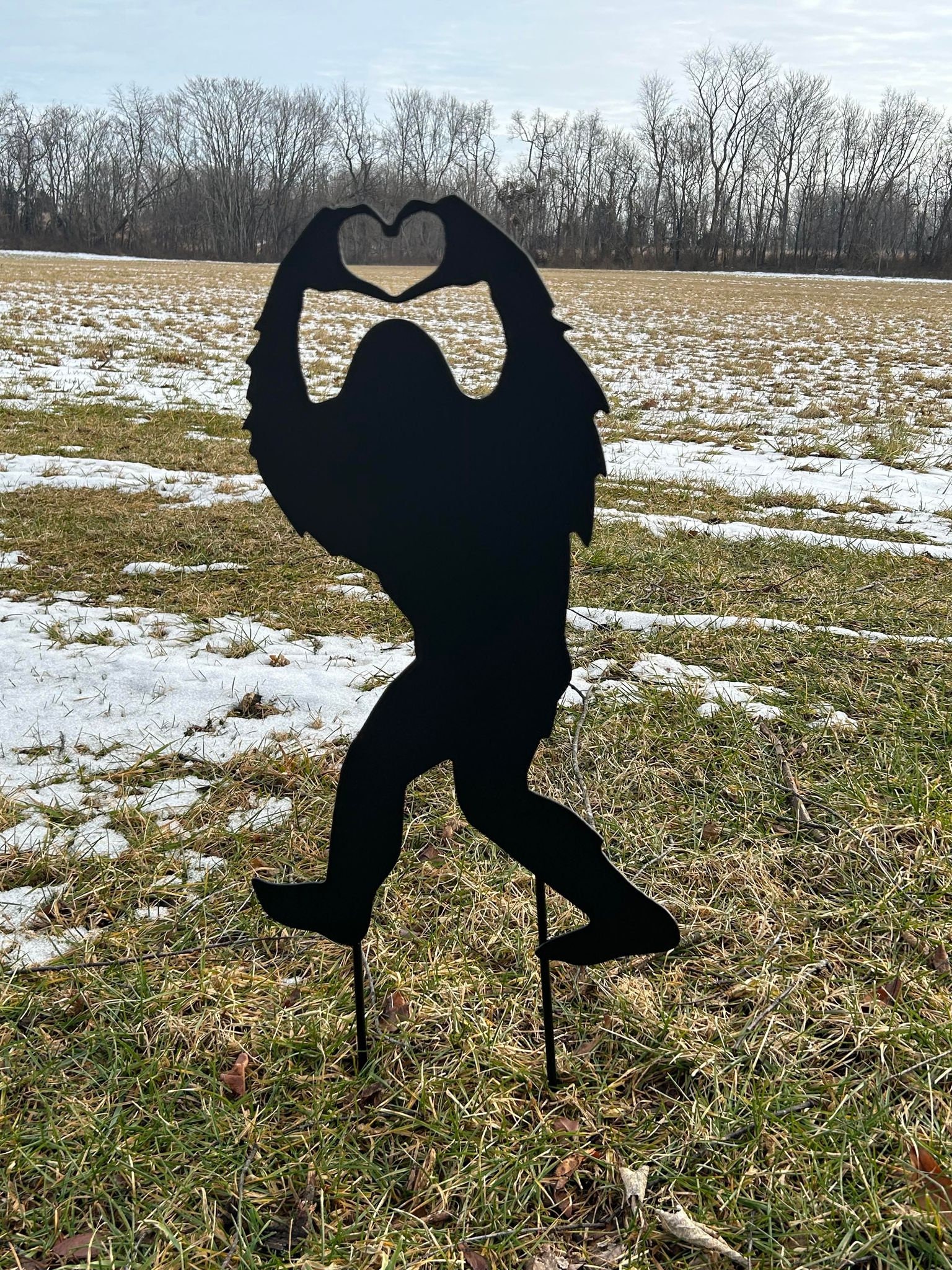 Sasquatch Love Metal Yard Art: Bigfoot Heart Sign - Etsy