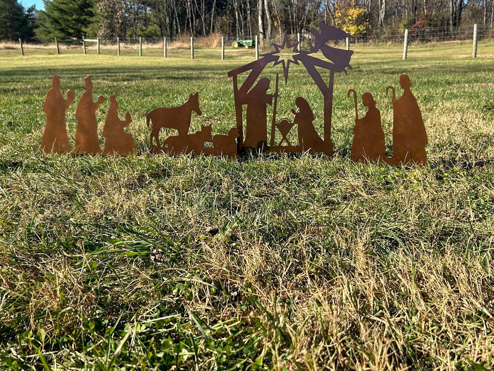 Nativity Garden Stake, Manger Scene, Shepherds, Animals, Wisemen, Metal ...