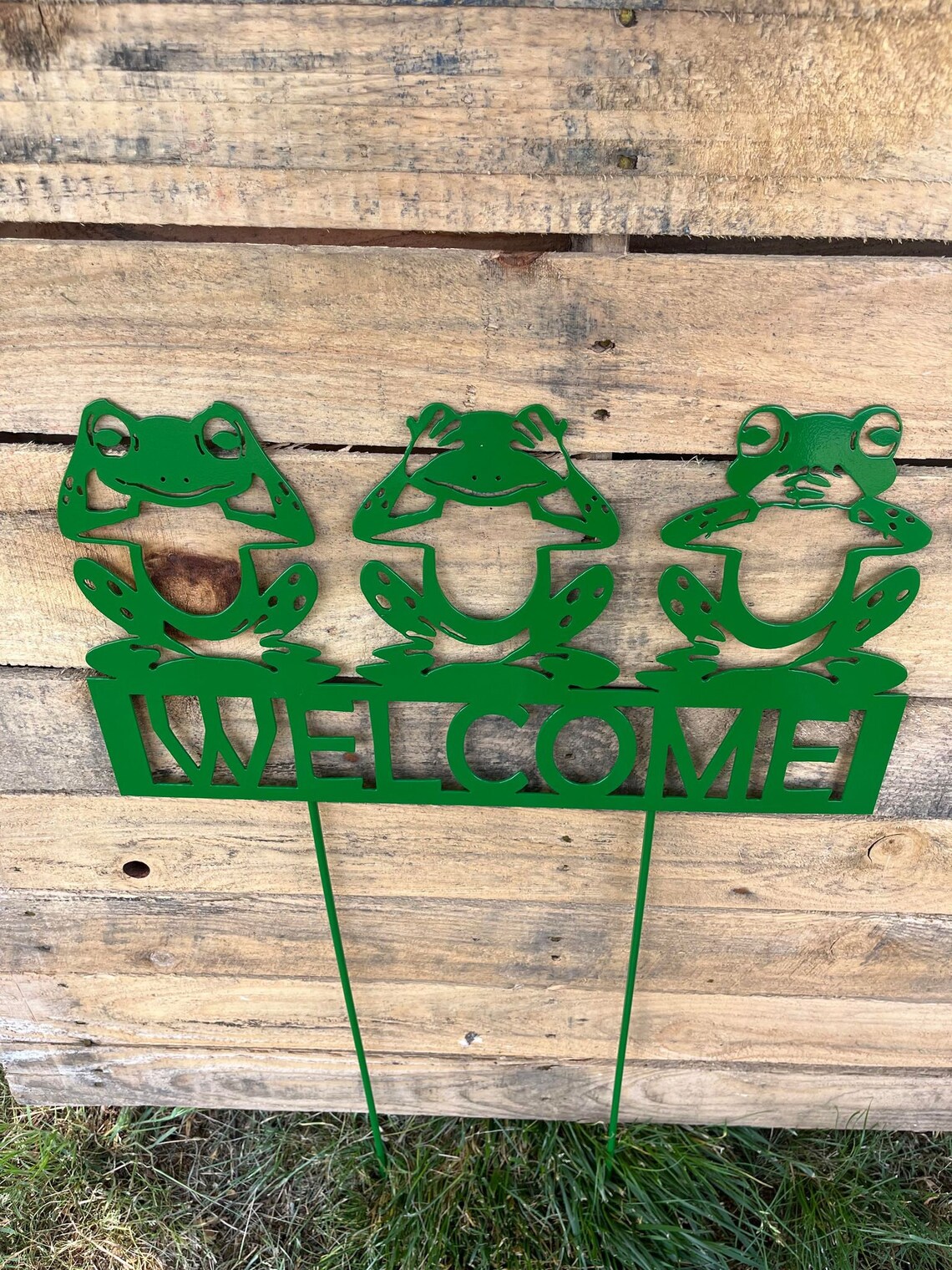 Hear See Speak No Evil Frogs Metal Garden Stake - Welcome Sign - Etsy