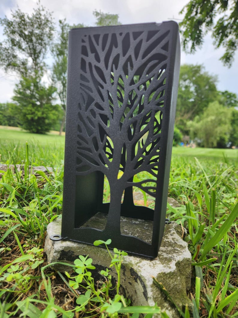 Custom Steel Solar Pathway Light: Tree Design, House Numbers - Etsy