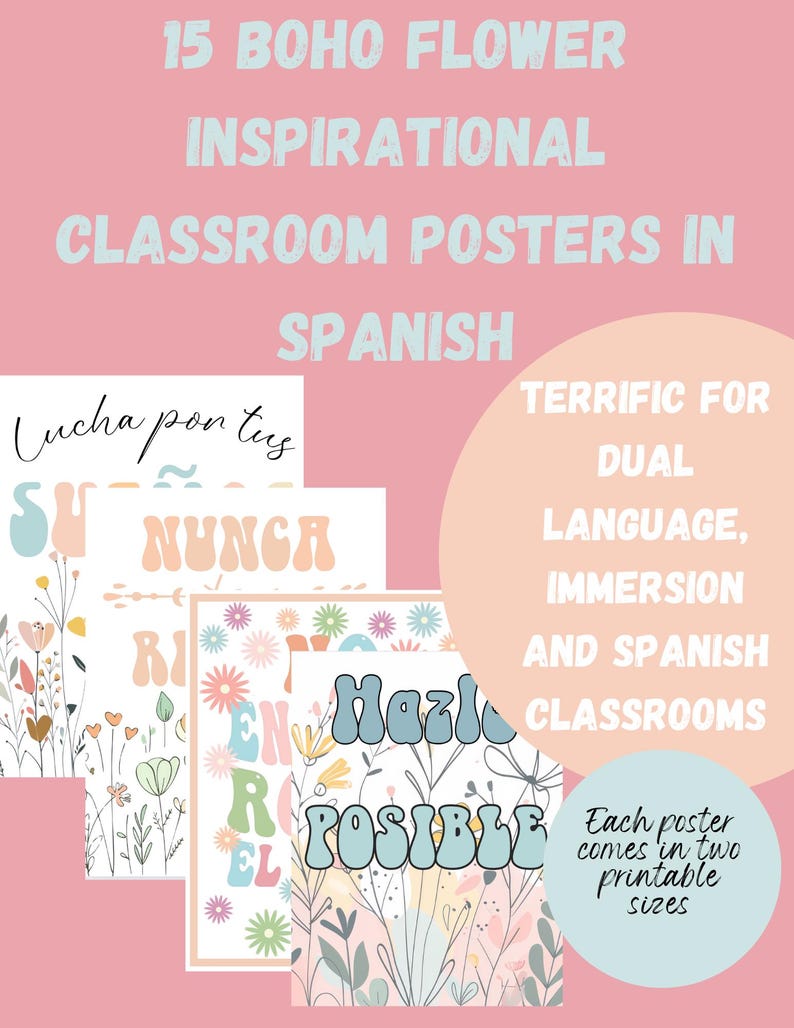 Classroom Posters in Spanish, Inspirational Boho Classroom, Classroom ...