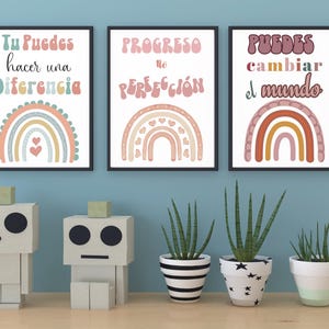 Boho Rainbow Spanish Classroom Posters: Inspirational Decor (digital ...