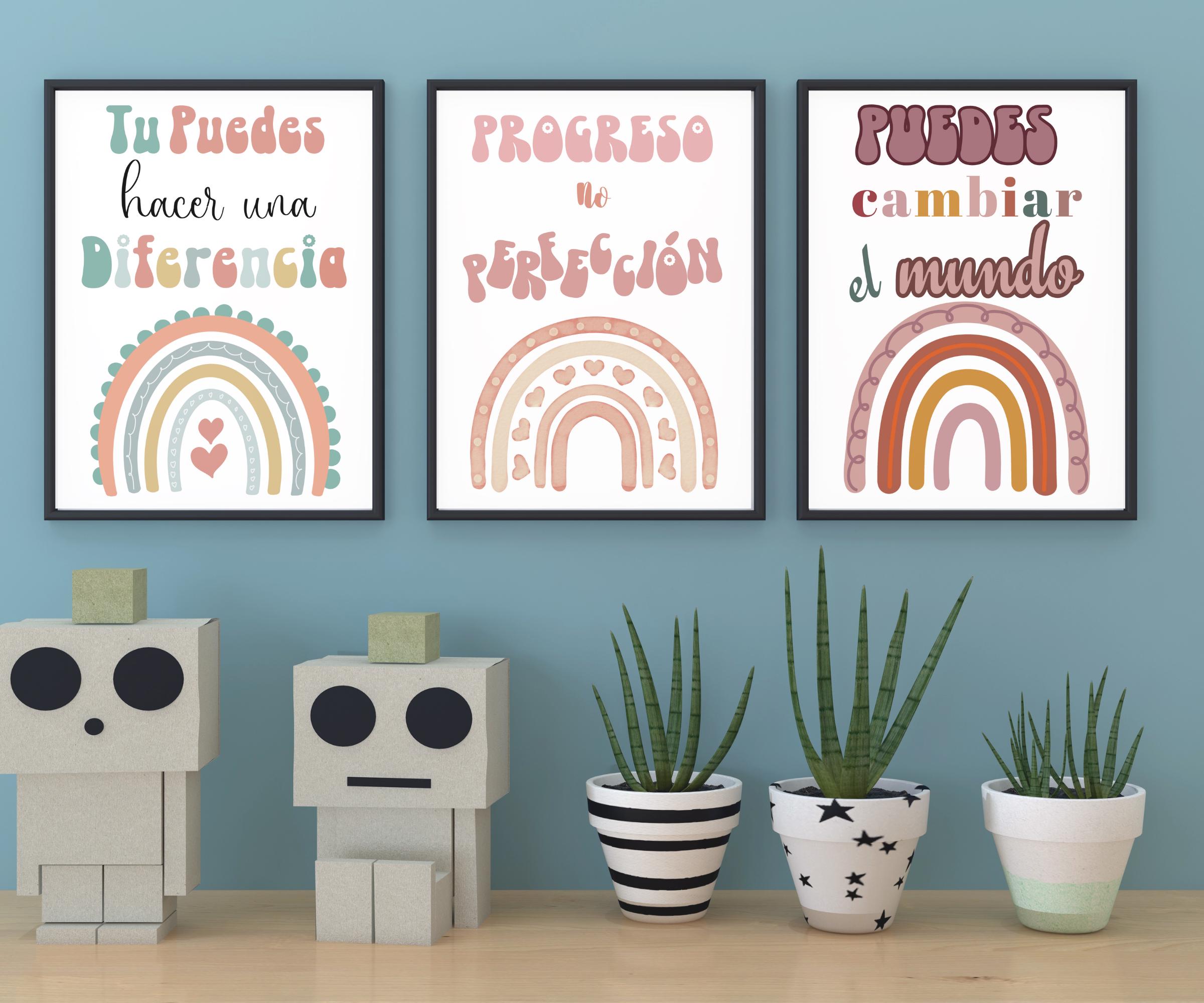 Boho Rainbow Spanish Classroom Posters: Inspirational Decor (digital ...