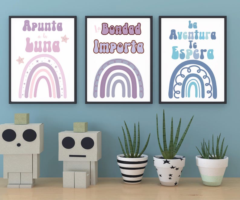 Boho Rainbow Spanish Classroom Posters, Growth Mindset, Digital ...