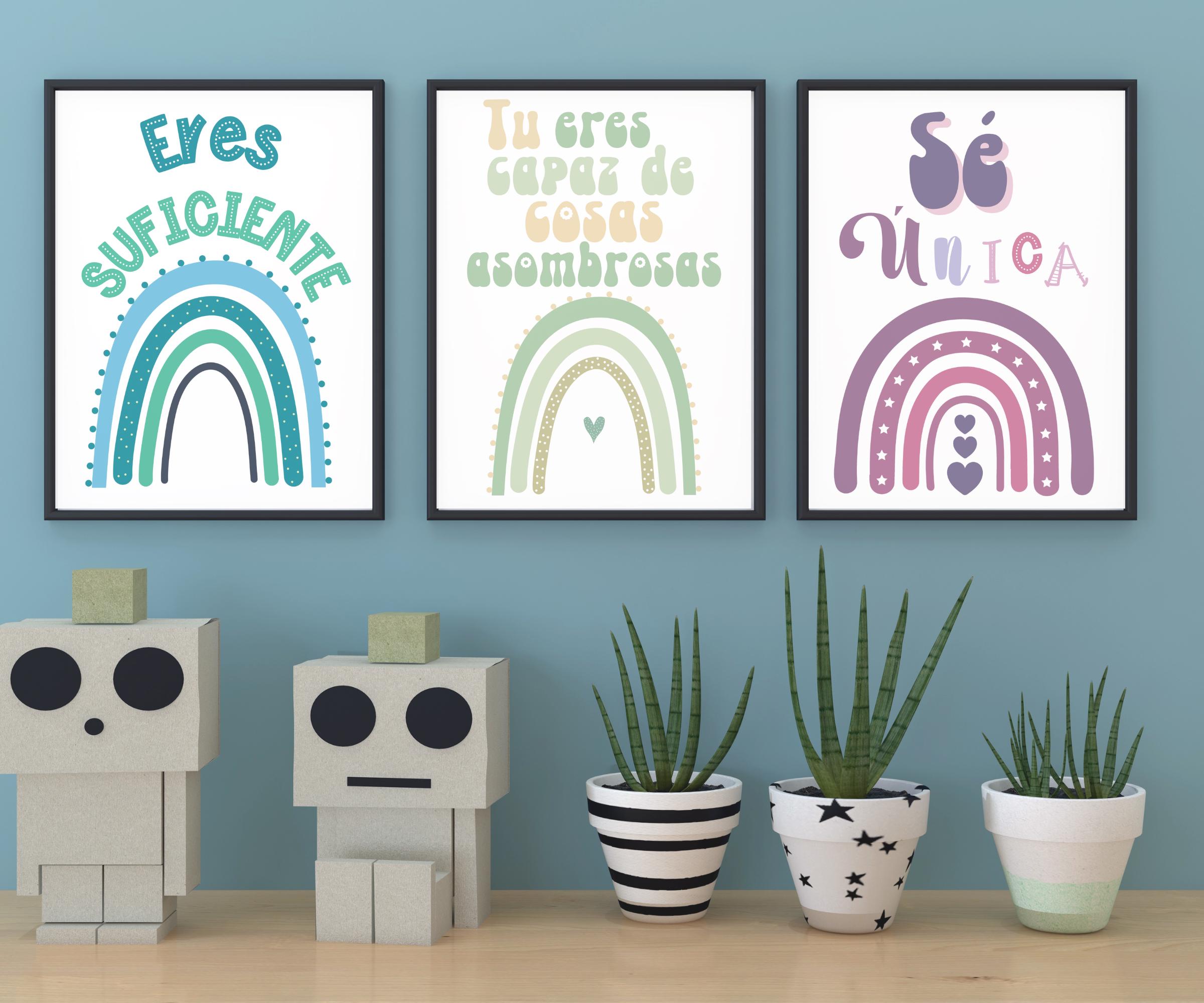 Boho Rainbow Spanish Classroom Posters: Inspirational Decor (digital ...