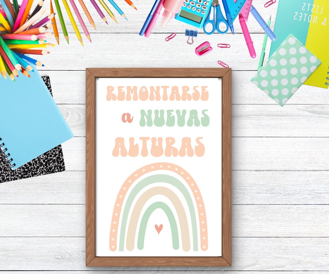 Boho Rainbow Spanish Classroom Posters, Growth Mindset, Digital ...