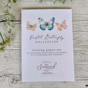 PASTEL BUTTERFLY Collection Writing Paper Set - Insect Themed Notepaper ...