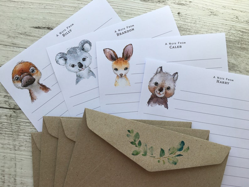 Personalised Writing Paper Set - AUSTRALIAN ANIMALS - Set of 20 ...