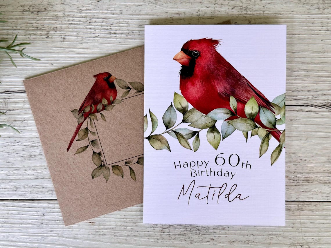 Personalised CARDINAL Birthday Card - CARDINAL BIRD - Customised Bird ...