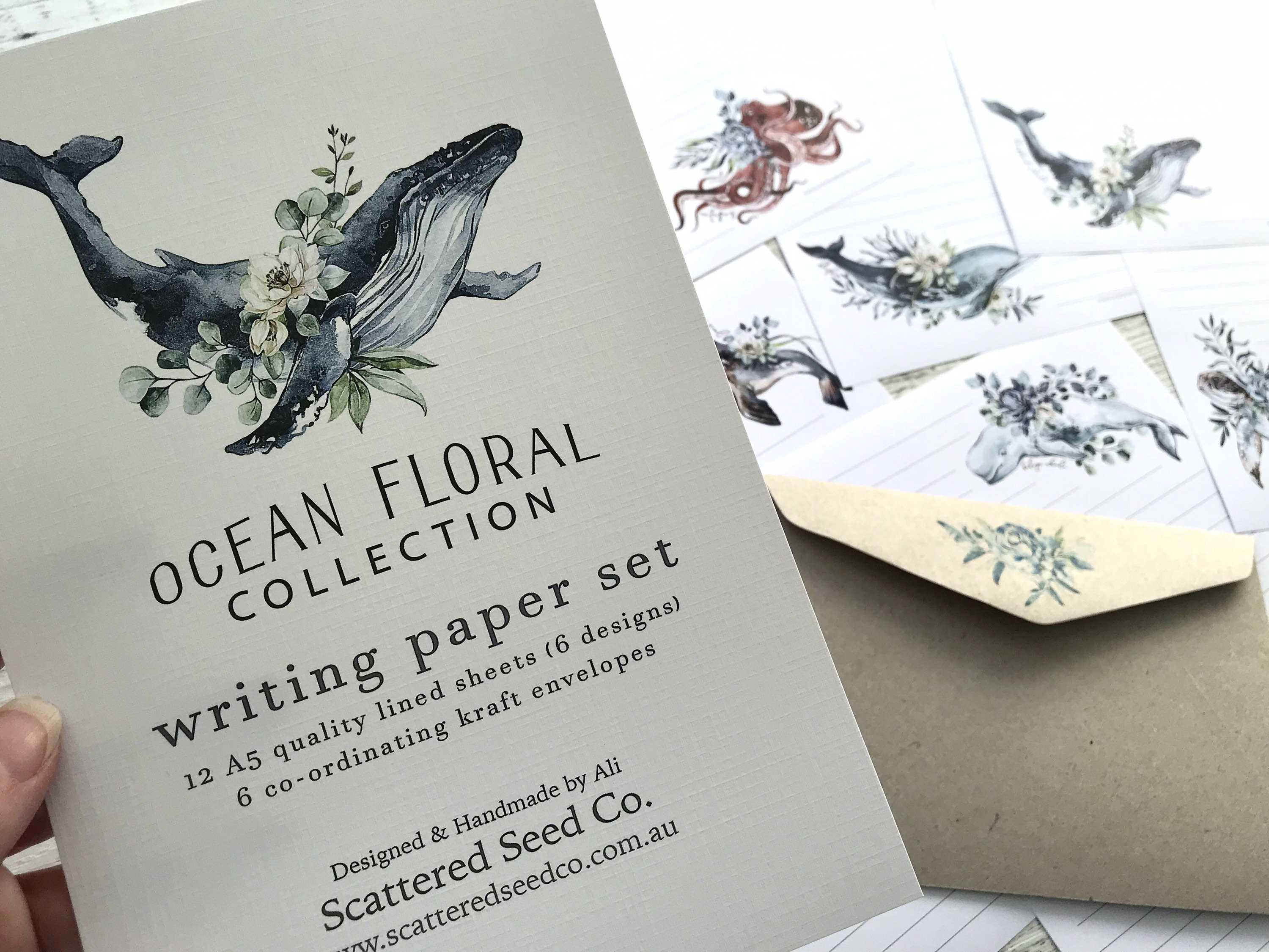 OCEAN FLORAL Collection Writing Paper Set Marine Themed | Etsy