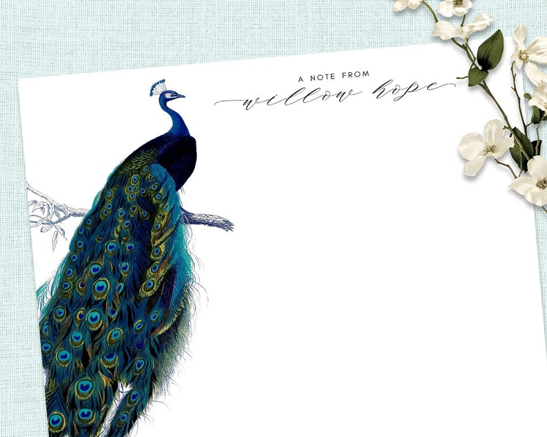 Personalised Writing Paper Set PEACOCK Set of 20 - Etsy