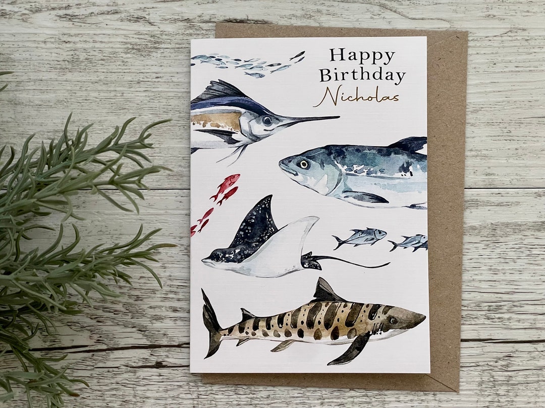 FISHING Birthday Card Personalised Fishing Themed Mens Birthday Card ...