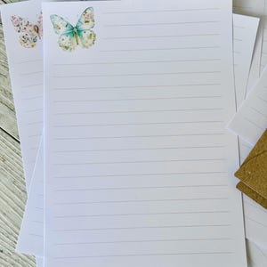 PASTEL BUTTERFLY Collection Writing Paper Set - Insect Themed Notepaper ...