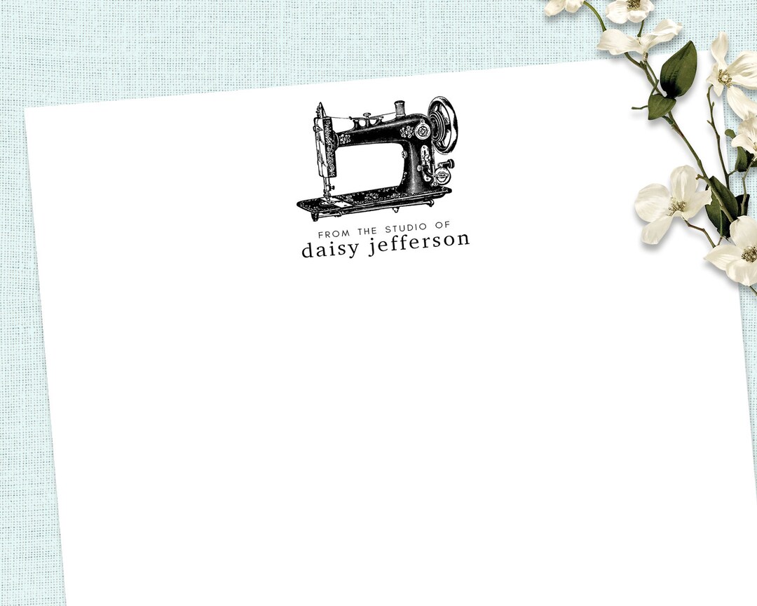 Personalised Writing Paper Set - VINTAGE SEWING MACHINE Black - Set of ...