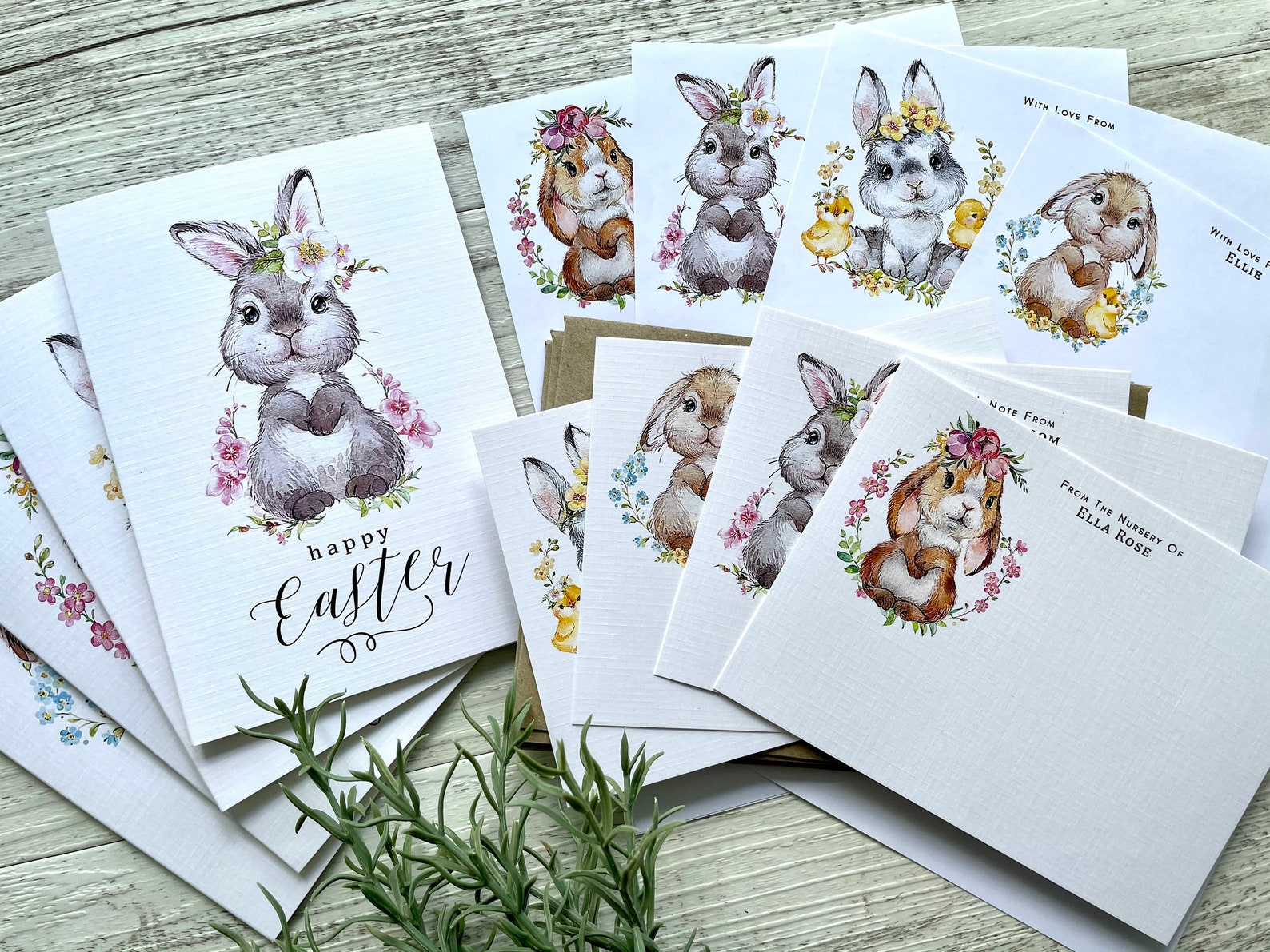 BUNNIES EASTER Cards Set of 4 Assorted Adorable Bunny - Etsy Australia