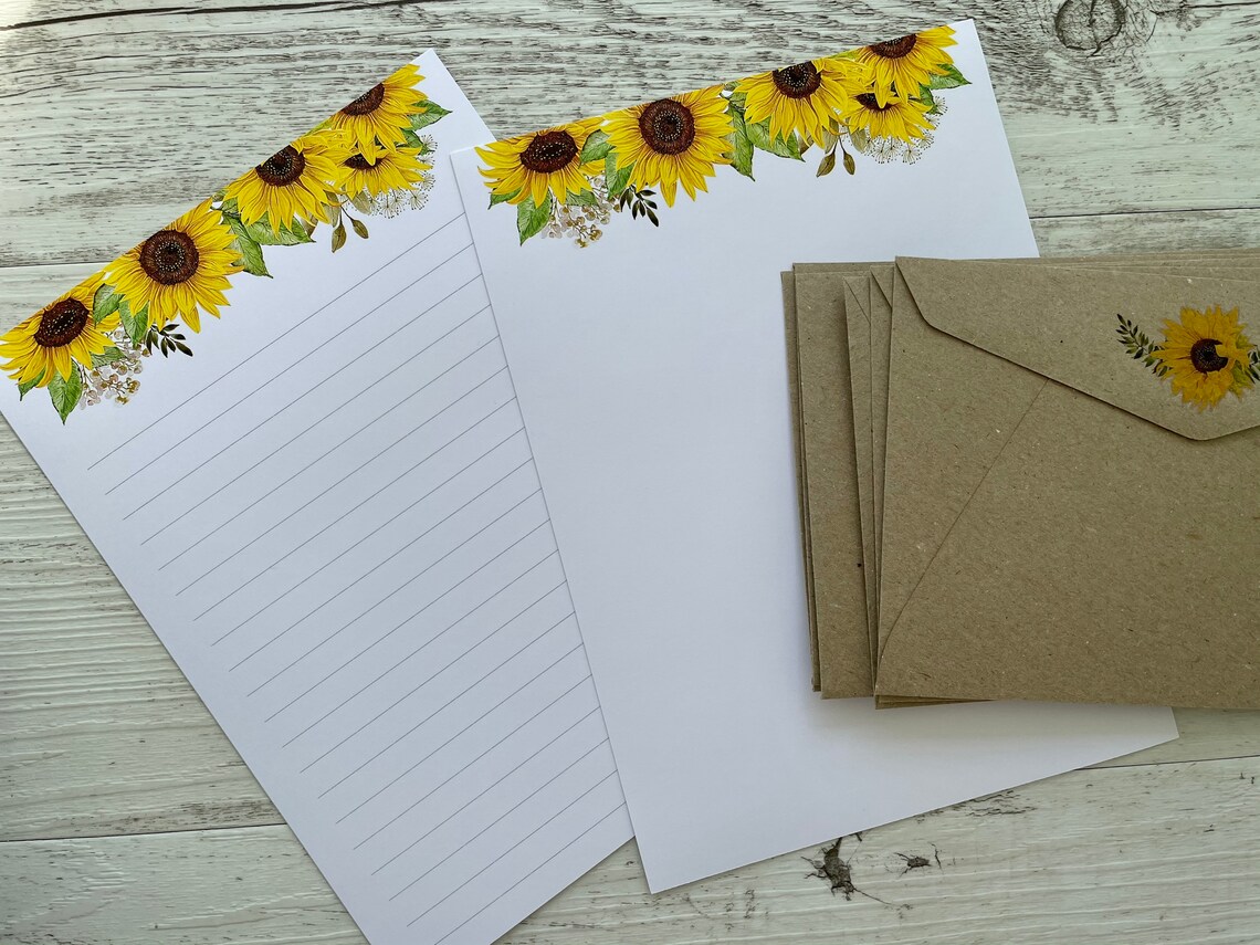 SUNFLOWERS Collection Writing Paper Set Pot Plants Themed | Etsy