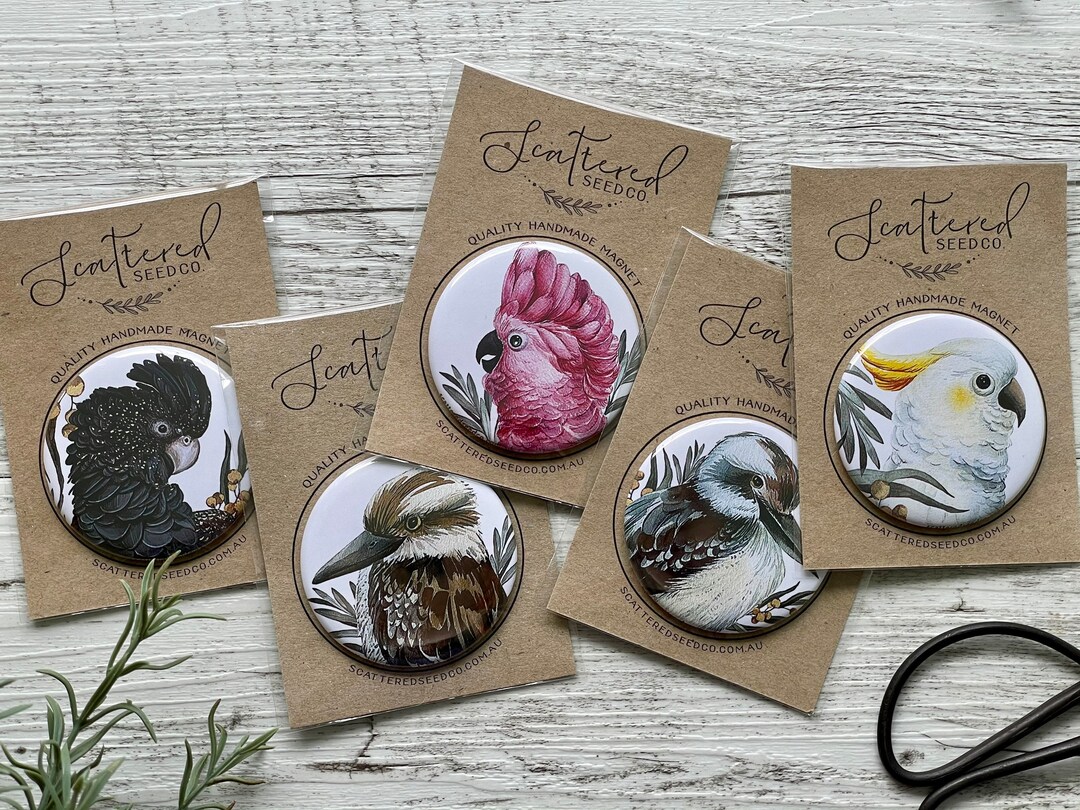 AUSTRALIAN BIRDS Fridge Magnets - Large 55mm - Choice of 5 - Cockatoo ...