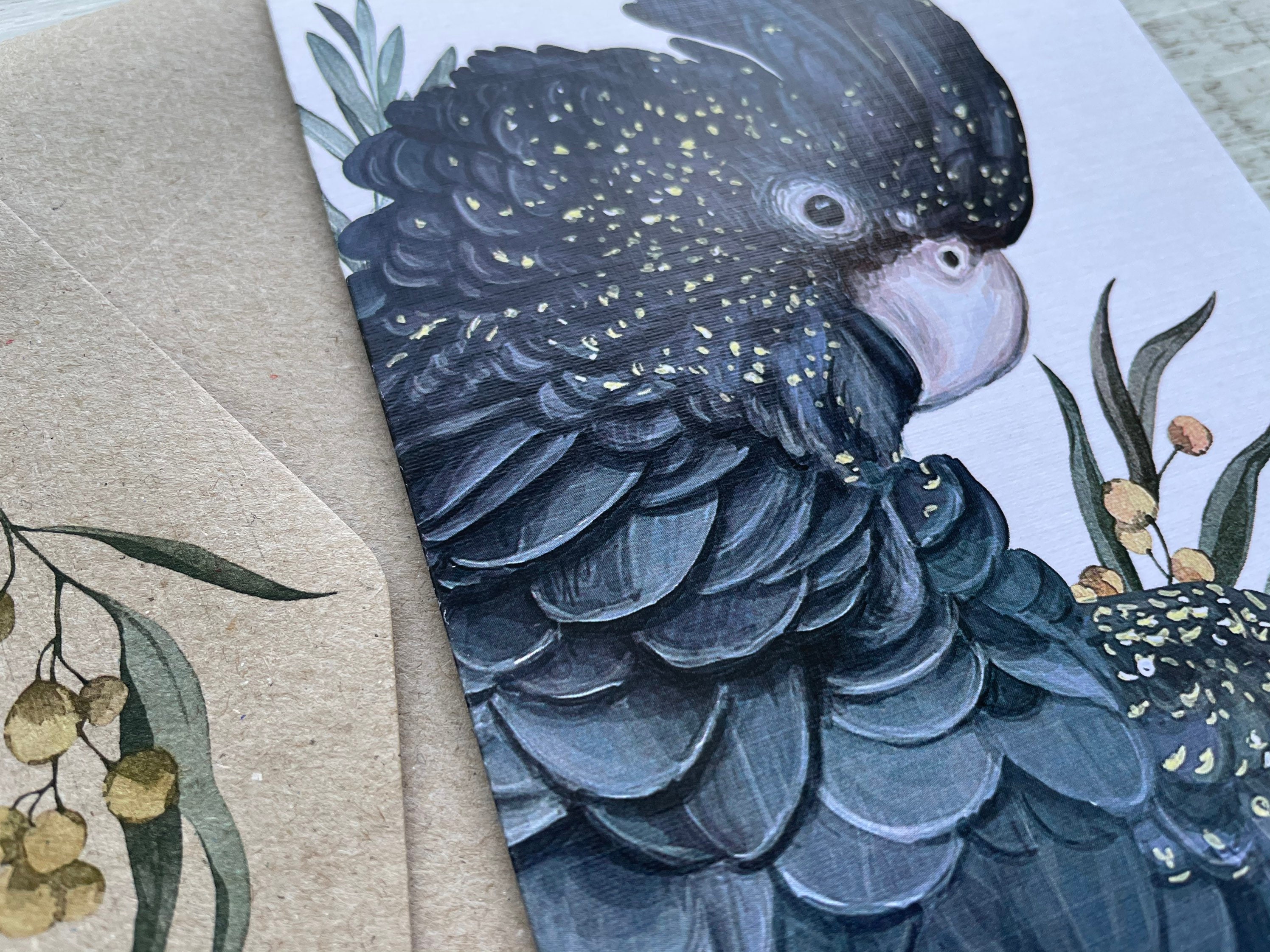 AUSTRALIAN Red-tailed BLACK COCKATOO Card Aussie Bird Design | Etsy ...