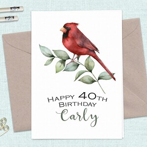 Personalised CARDINAL Birthday Card CARDINAL BIRD - Etsy