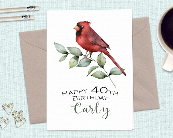 Personalised CARDINAL Birthday Card CARDINAL BIRD - Etsy