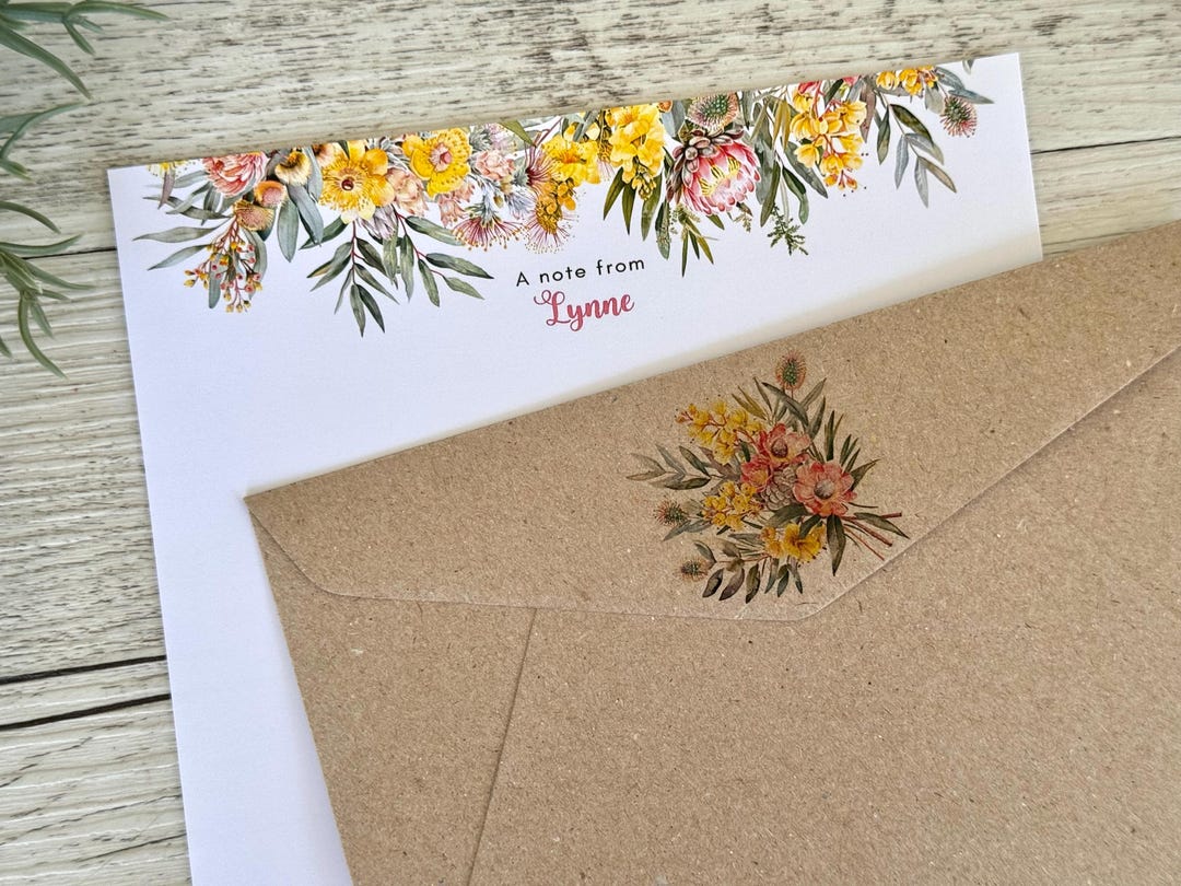 Personalised Writing Paper Set - AUSTRALIAN FLORALS - Set of 20 ...