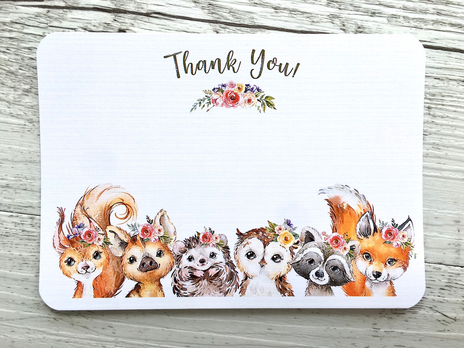 Thank You FOREST FRIENDS Notecards Set Thank You Woodlands - Etsy