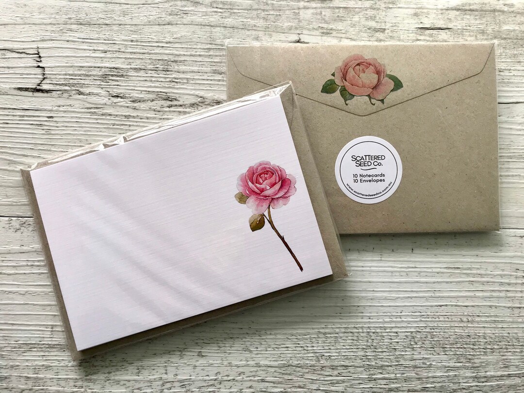 Flat PRETTY BLOOMS Notecards Set of 10 - Personalised or Blank ...