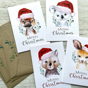 AUSTRALIAN ANIMAL Christmas Cards - 4 Assorted Aussie Animals - Etsy