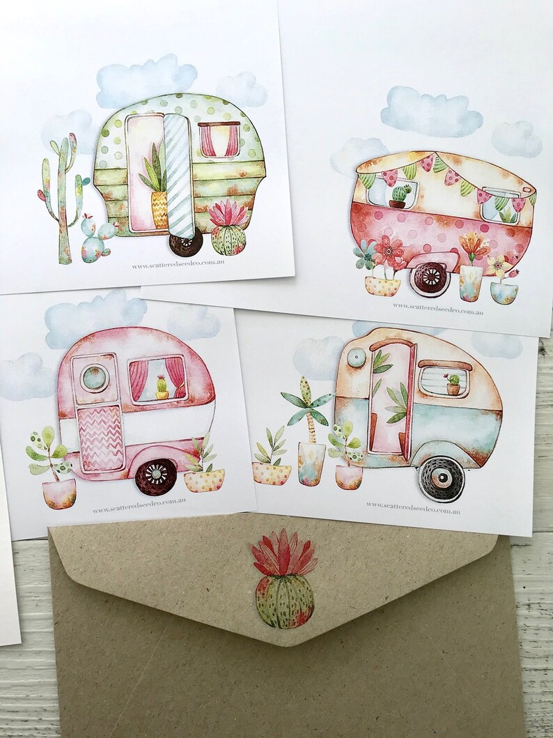 VINTAGE CARAVANS Collection Writing Paper Set - Glamping Themed ...