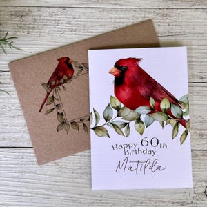 Personalised CARDINAL Birthday Card - CARDINAL BIRD - Customised Bird ...