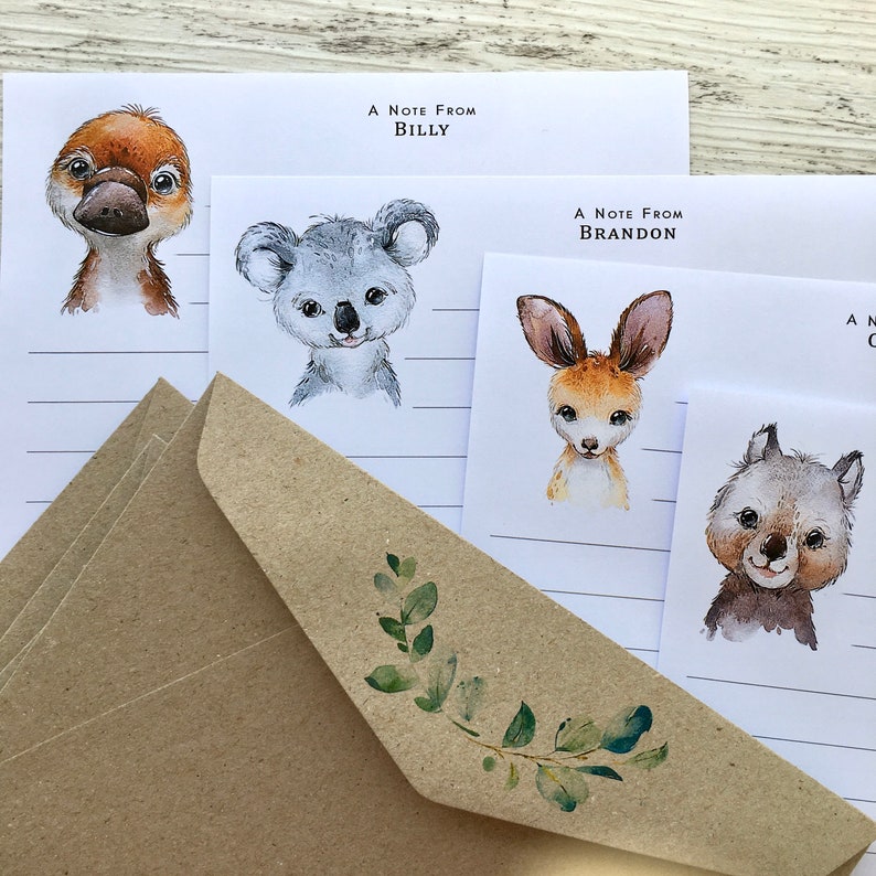Personalised Writing Paper Set AUSTRALIAN ANIMALS Set of - Etsy Australia