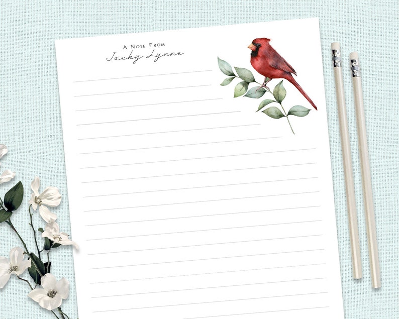 Personalised Writing Paper Set Red CARDINAL Bird Set of 20 - Etsy