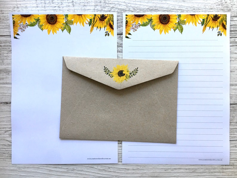 SUNFLOWERS Collection Writing Paper Set Pot Plants themed | Etsy