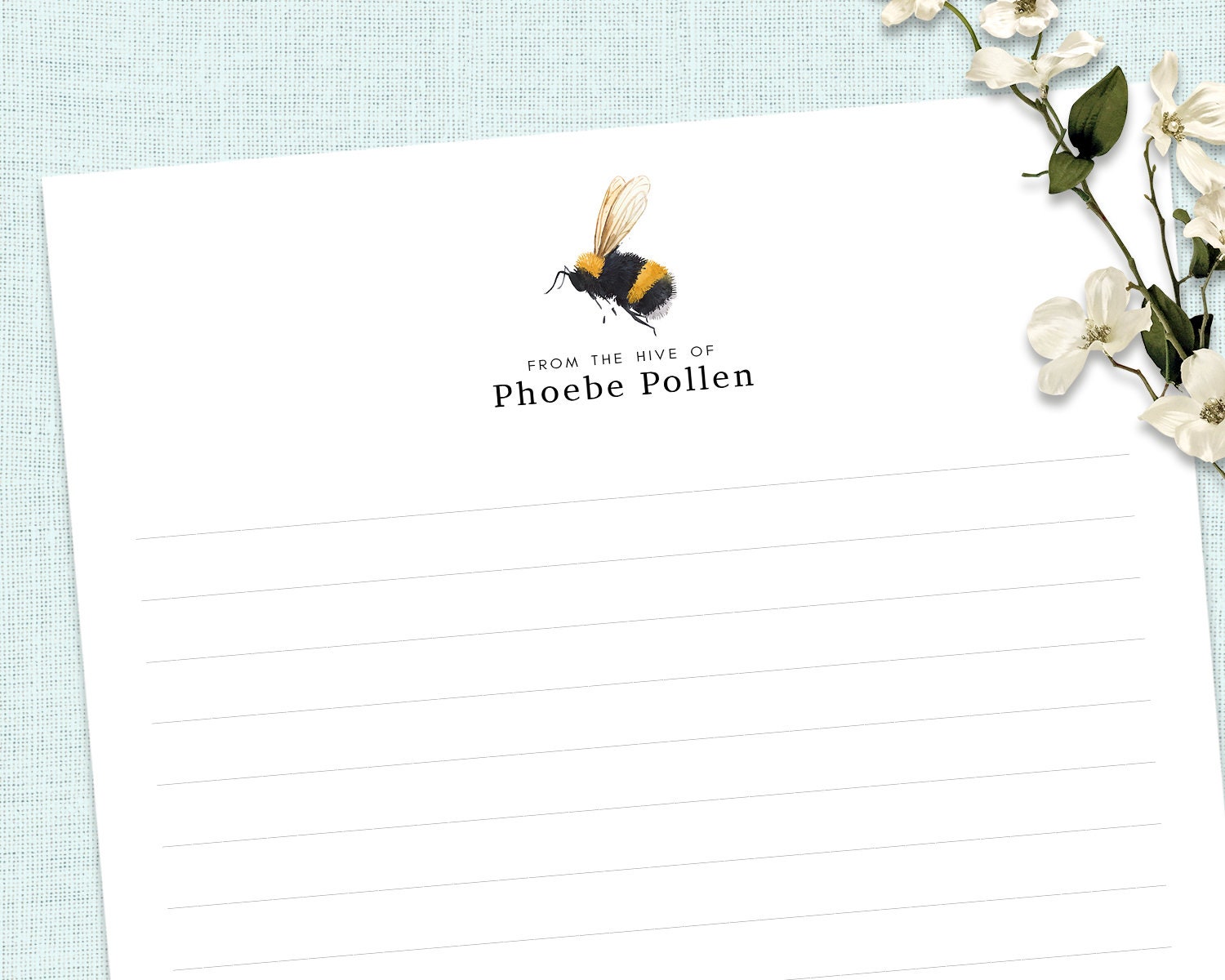 Personalised Writing Paper Set BUMBLE BEE Set of 20 Bee - Etsy Australia