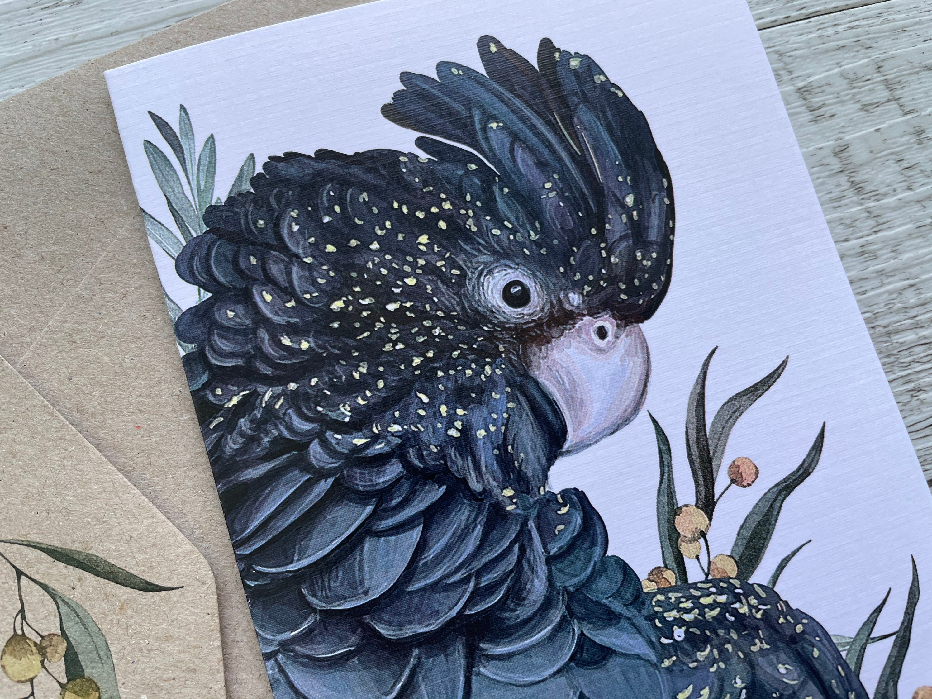 AUSTRALIAN Red-tailed BLACK COCKATOO Card Aussie Bird Design | Etsy ...