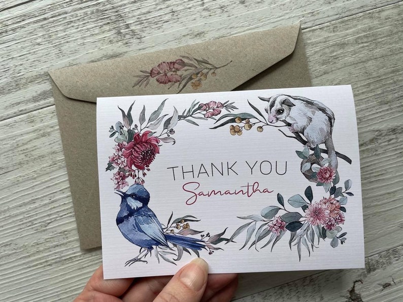 Thank You Cards NATIVE AUSTRALIAN WILDLIFE Personalised | Etsy