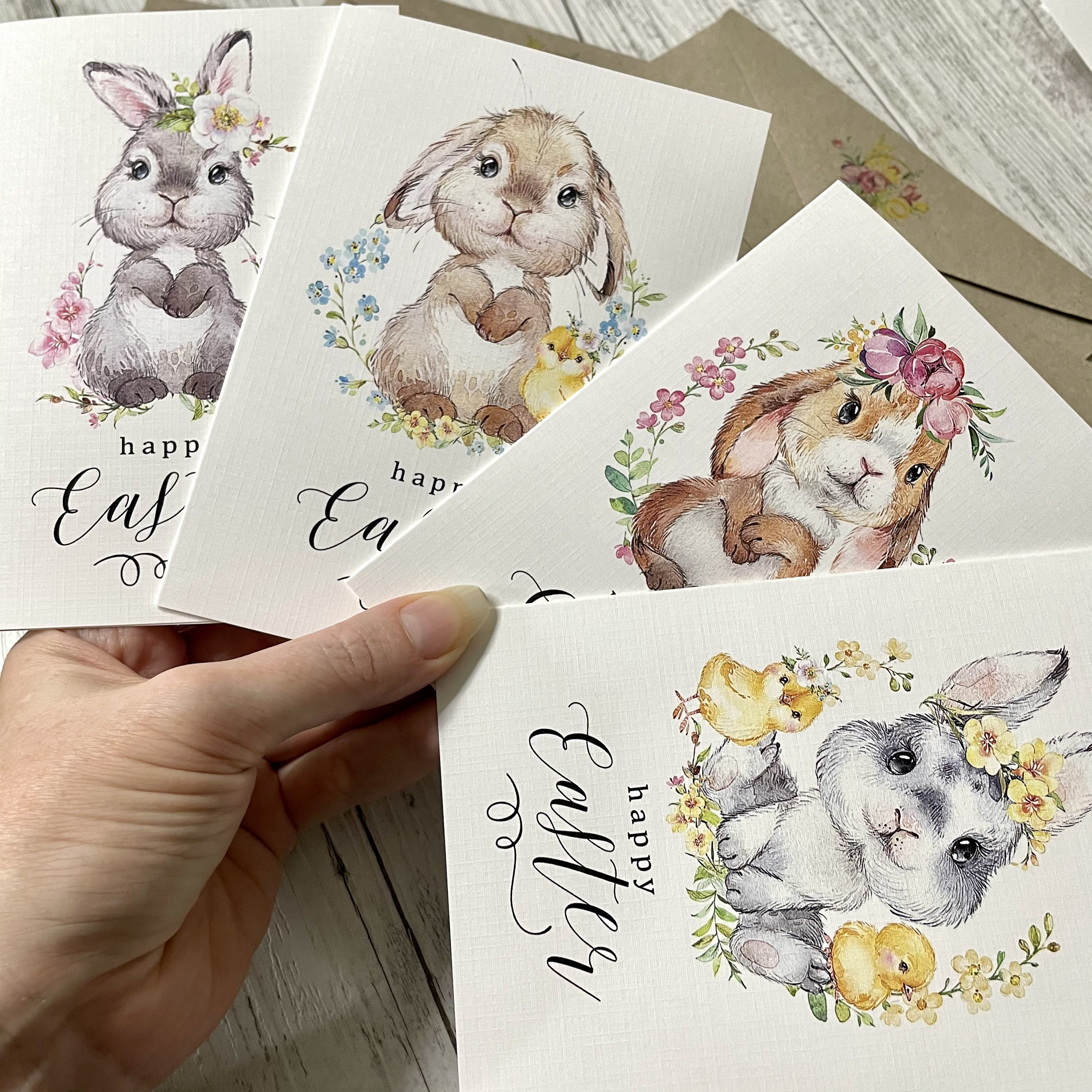 BUNNIES EASTER Cards Set of 4 Assorted Adorable Bunny - Etsy Australia