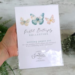 PASTEL BUTTERFLY Collection Writing Paper Set - Insect Themed Notepaper ...