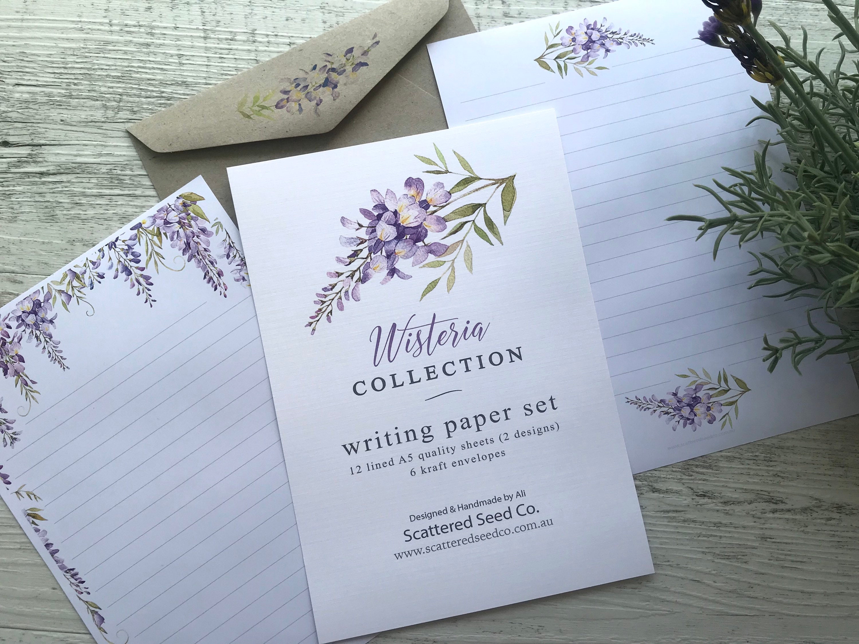 WISTERIA Collection Writing Paper Set ROMANTIC themed | Etsy