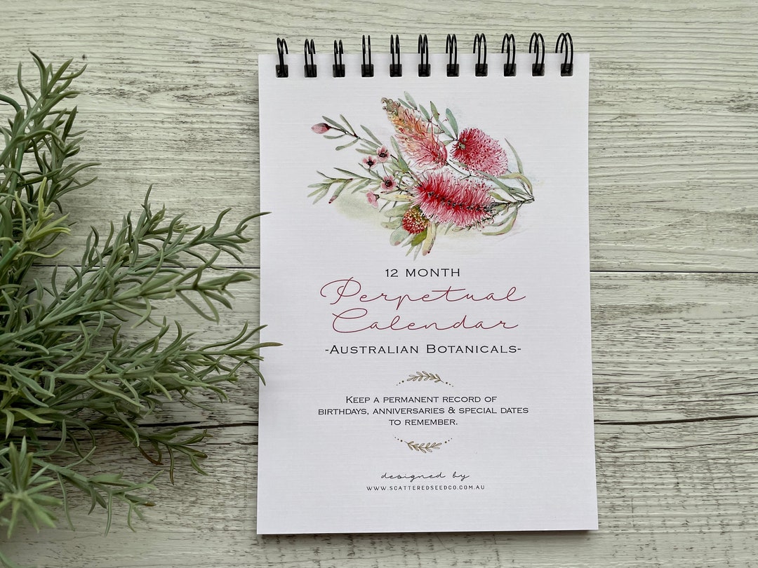 Australian Botanicals Perpetual Calendar Birthday Record Book Nature ...