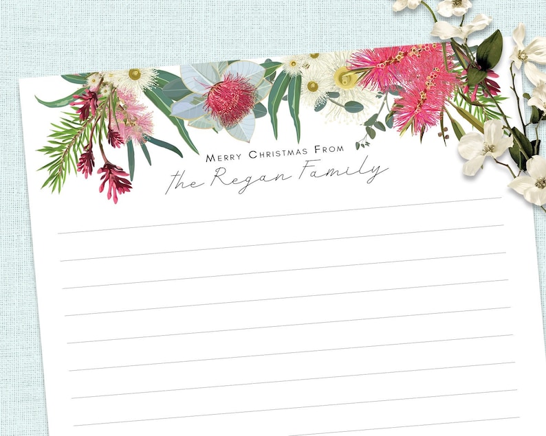 Personalised Writing Paper Set AUSTRALIAN NATIVE FLORA Set - Etsy Australia