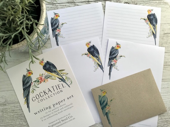 COCKATIEL Collection Writing Paper Set Bird Themed Notepaper - Etsy