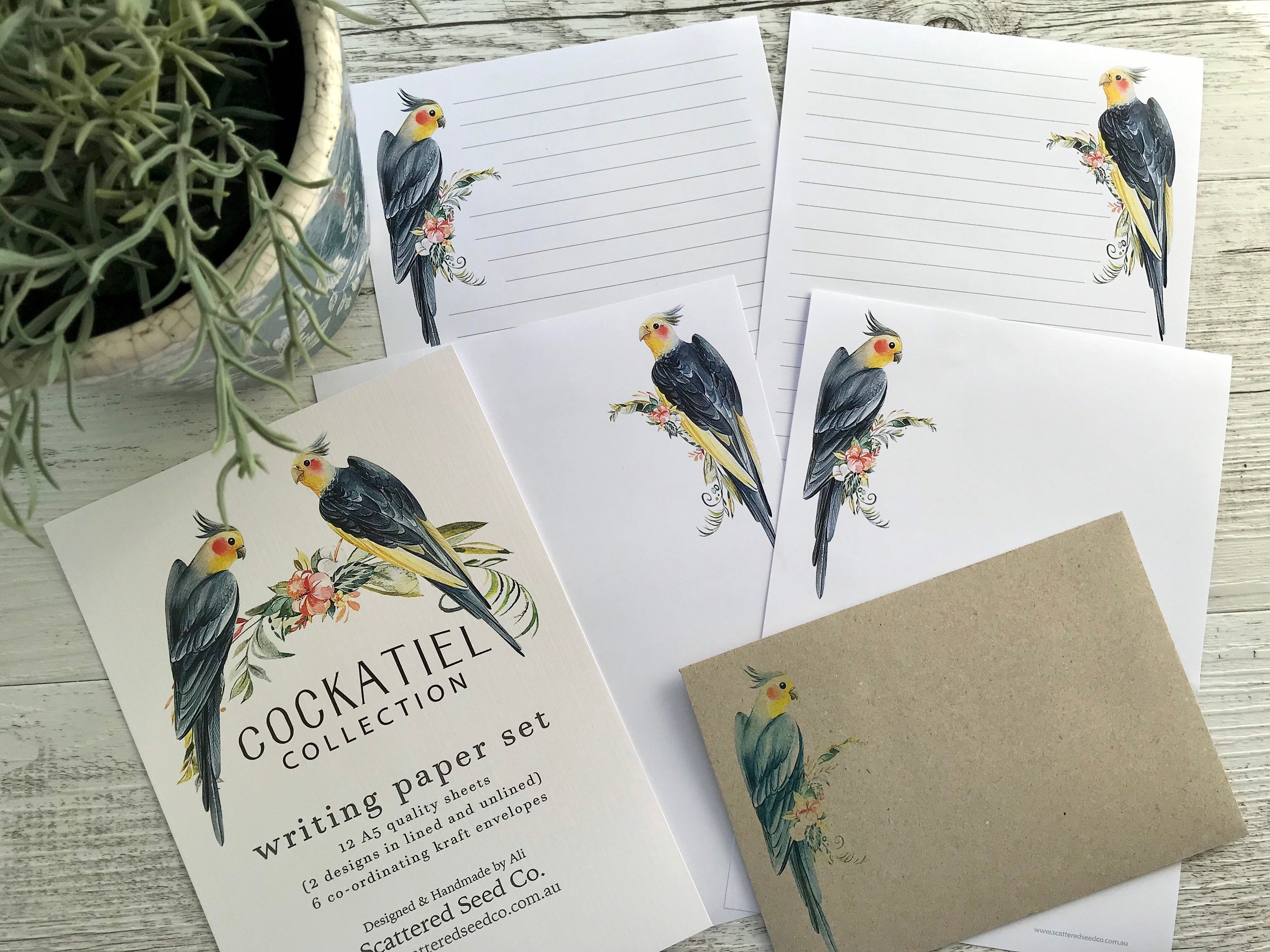COCKATIEL Collection Writing Paper Set Bird Themed Notepaper - Etsy ...