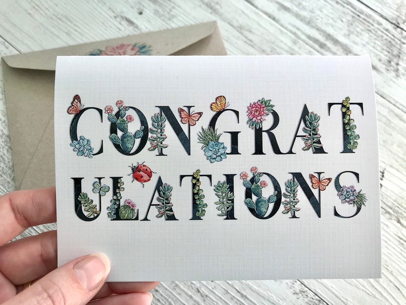 CONGRATULATIONS Succulents Card - Congrats Card - Scattered Seed Co - Etsy