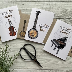 Personalised Musical Instrument Birthday Card - Piano Birthday Card ...