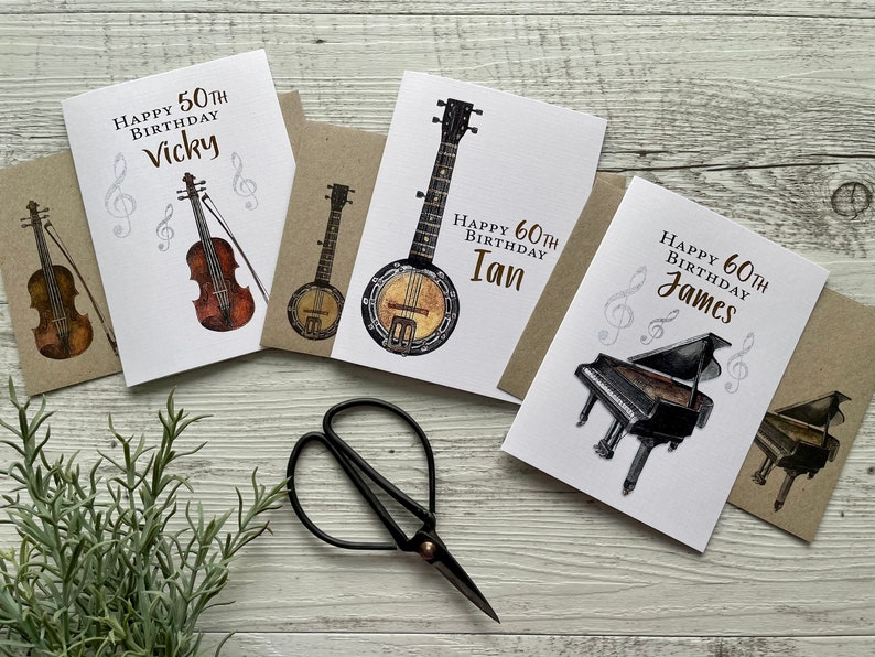Personalised Musical Instrument Birthday Card Piano Birthday - Etsy
