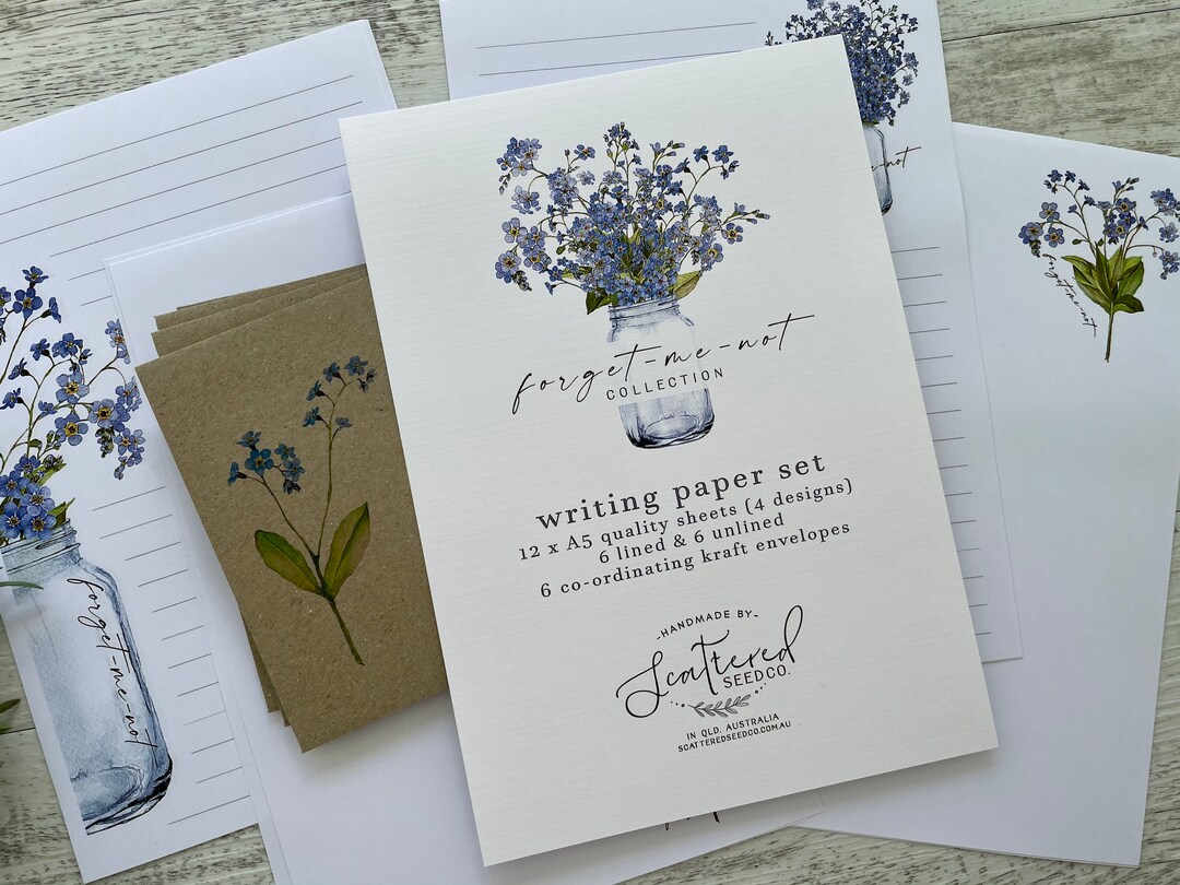 FORGET-ME-NOT Collection Writing Paper Set - Forget Me Nots Themed ...